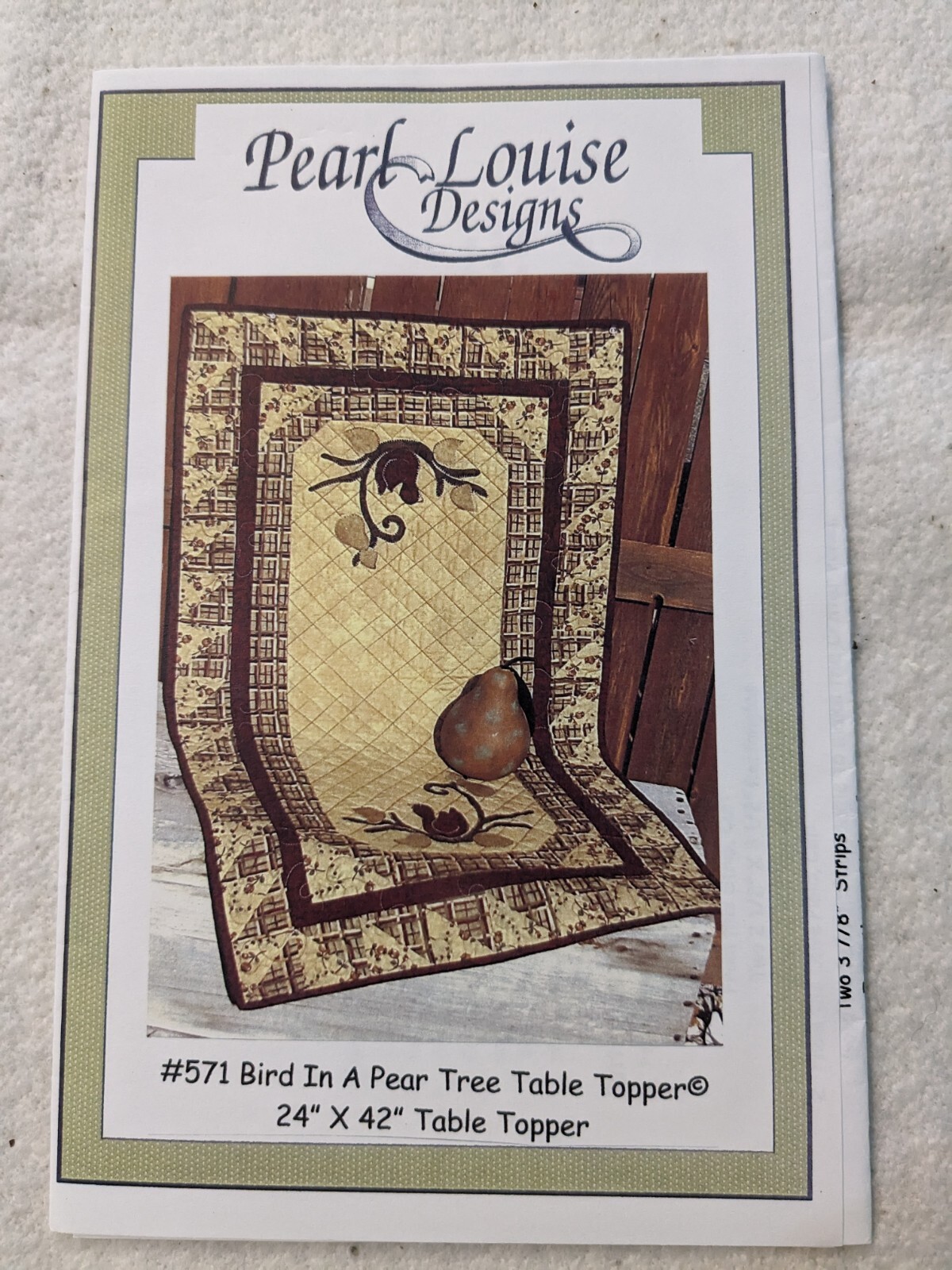 Bird In A Pear Tree Table Topper Applique Quilt Pattern By Pearl Louise ...