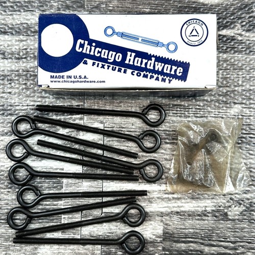 Chicago Hardware BLACK OXIDE Turned Eyebolts Overall Length 5 Inch 10 ...