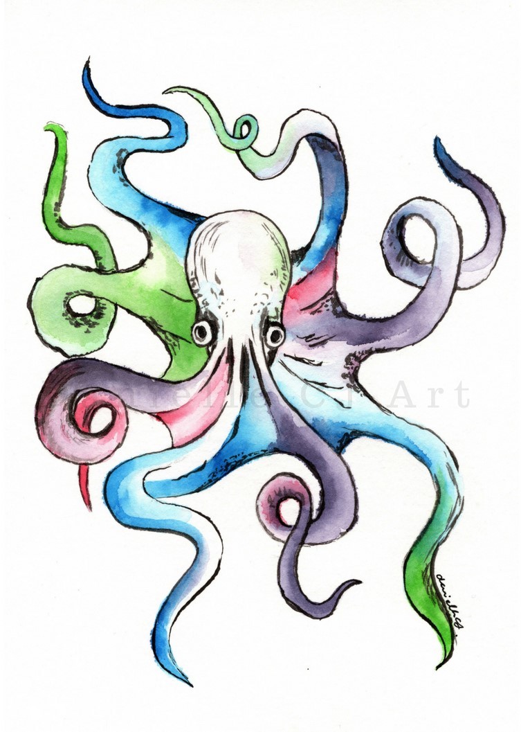 Abstract Octopus Drawing