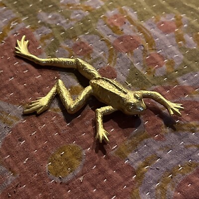 JJ SIGNED GOLD TONE LEAPING JUMPING FROG BROOCH PIN 4" Vintage | eBay