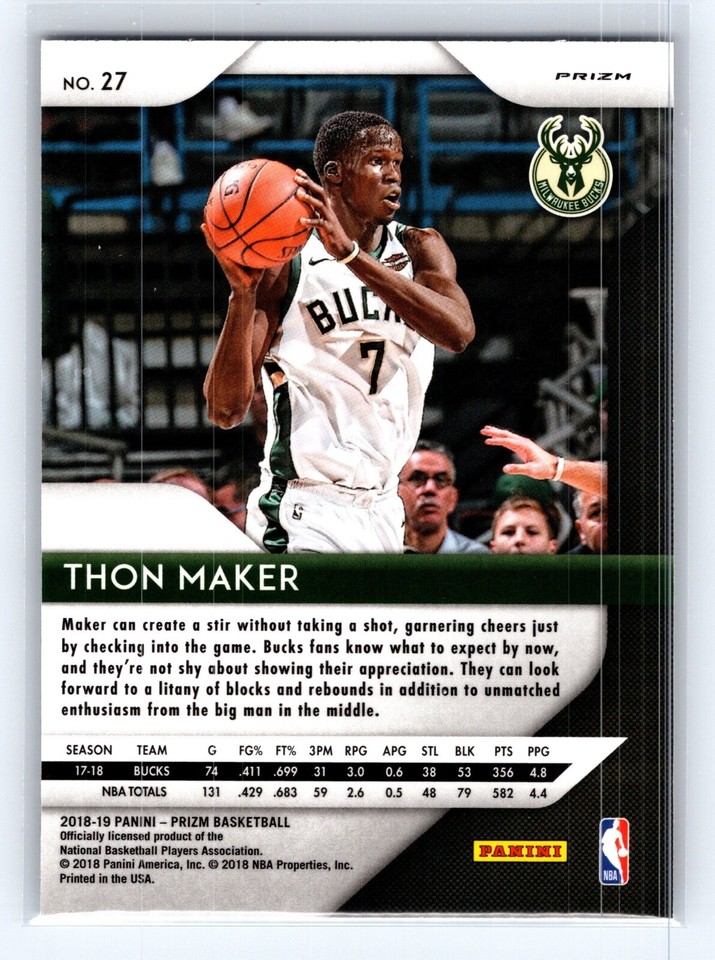 2018 Prizm Thon Maker Silver #27 Bucks | eBay