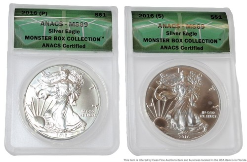 2016 Philadelphia San Francisco ANACS MS69 American Silver Eagle ...