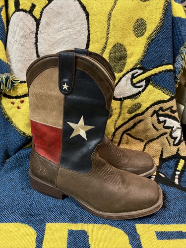 Roper Men's 8.5 Lone Star Texas Flag Faux Vamp Performance Western Boot ...
