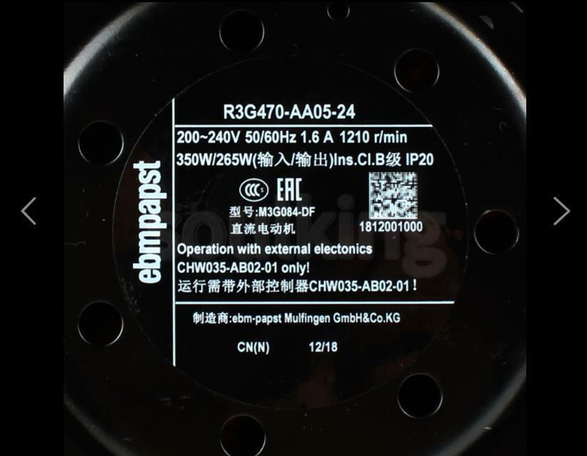 ebmpapst R3G470-AA05-24 Centrifugal fan 200-240VAC 1210RPM ??470MM FFU ...