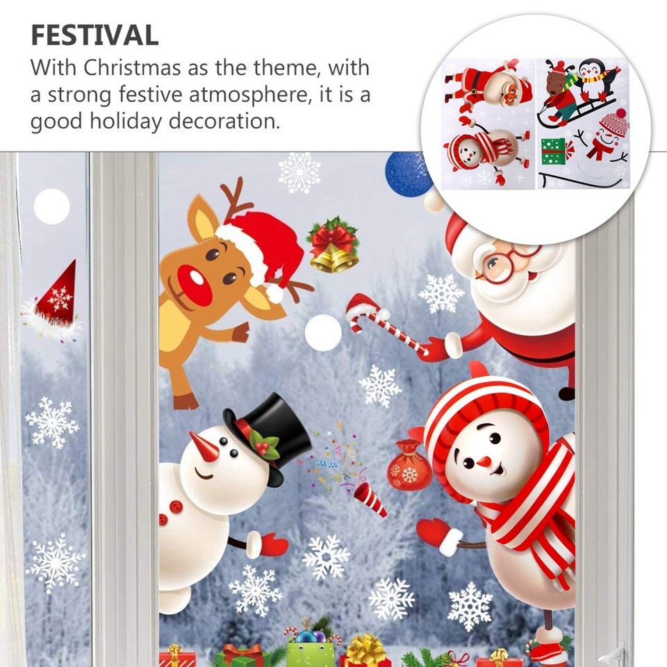 2 Pcs Party Decorations Sticker Christmas Electrostatic Showcase | eBay ...