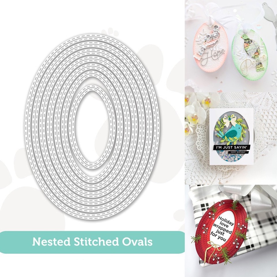 Nested Stitched Ovals dies Cutting Dies Scrapbook Embossing Paper Card ...