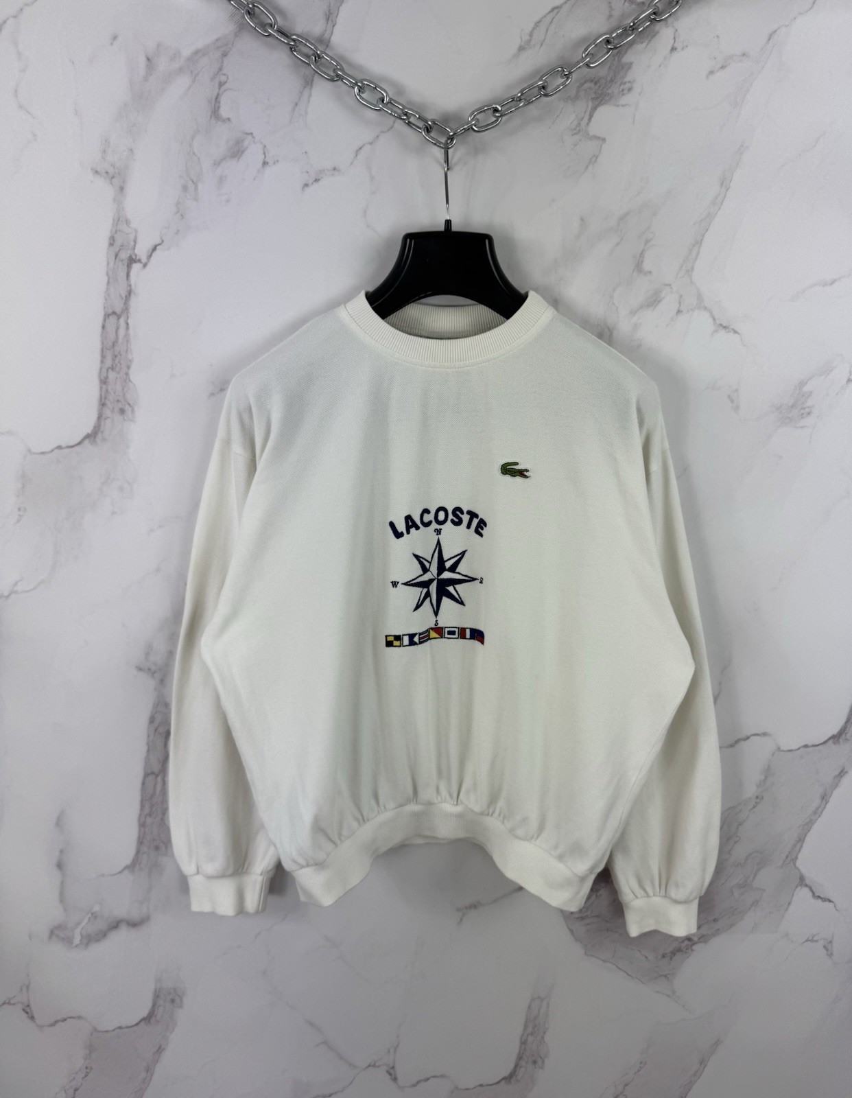 Vintage Lacoste Compass Rose Embroidered Logo Sweatsh… - Gem