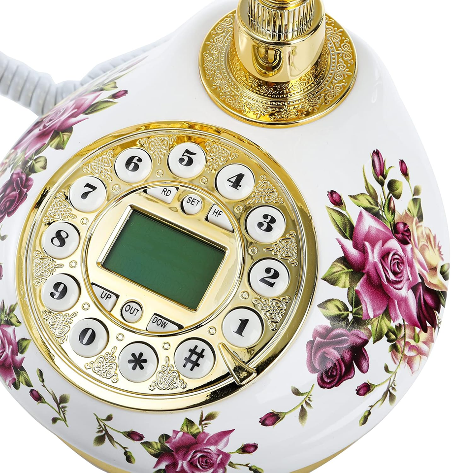 Retro Vintage Phone, Antique Ceramic Telephone with LCD, Old Fashioned ...