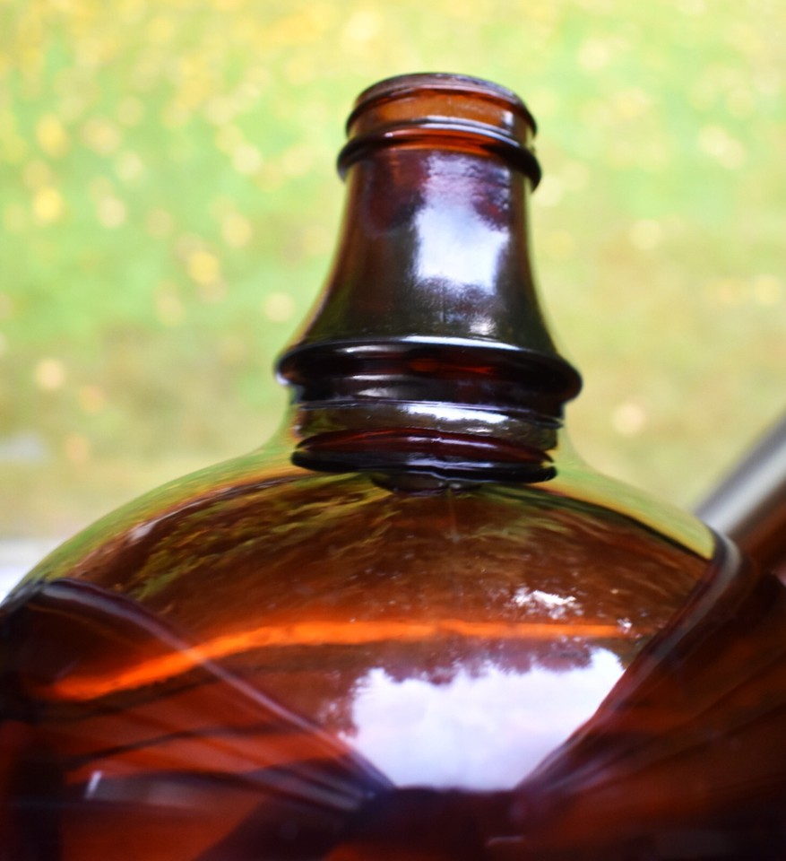 Early Vintage/Antique Brown Amber Glass Jug, Ball Glass Maker One ...
