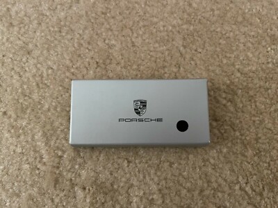 NEW GENUINE PORSCHE LEATHER METAL CREST KEY RING FOB CHAIN, BLK ...