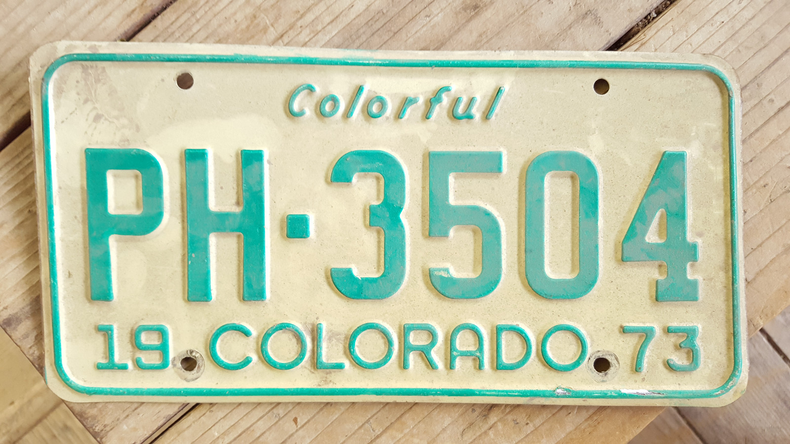 1973 Colorful Colorado License Plate-White Green-PH-3504-Vintage-Auto ...