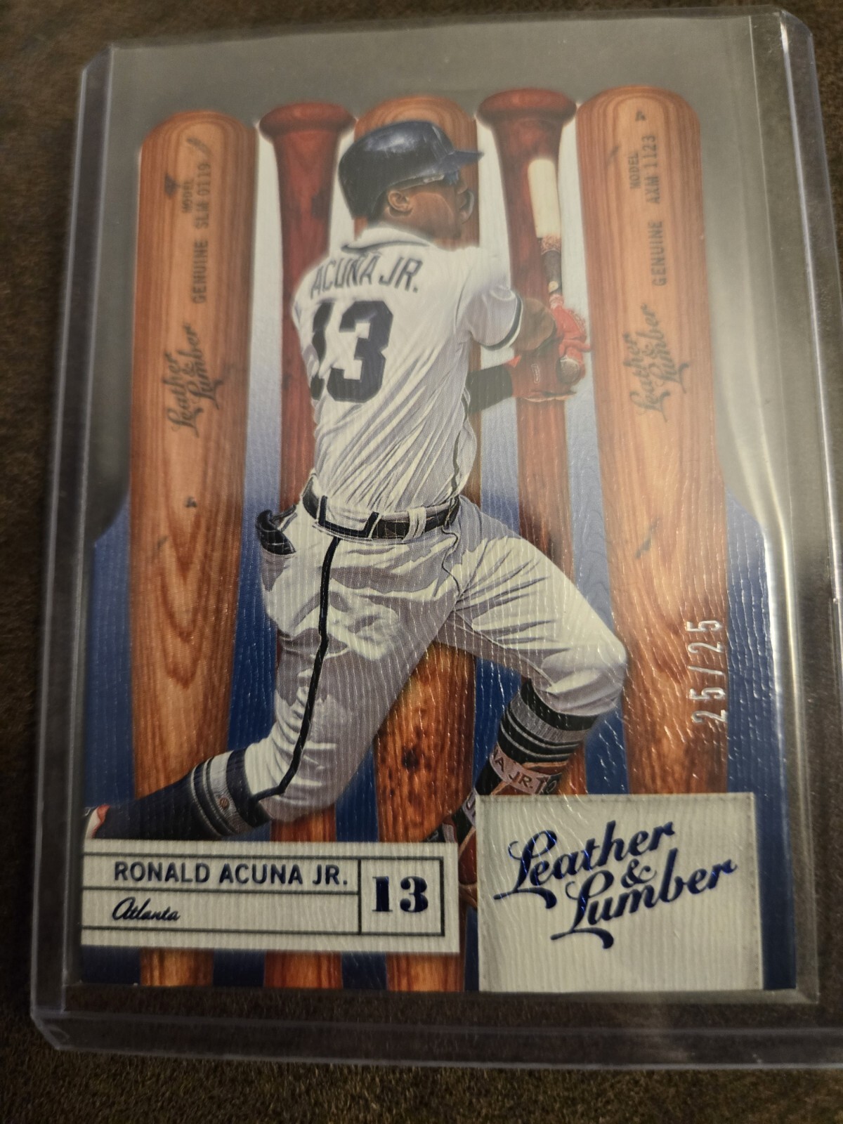 2019 Leather Lumber Ronald Ron Acuna Acuña Jr 25/25 Die Cut Blue Cuts ...