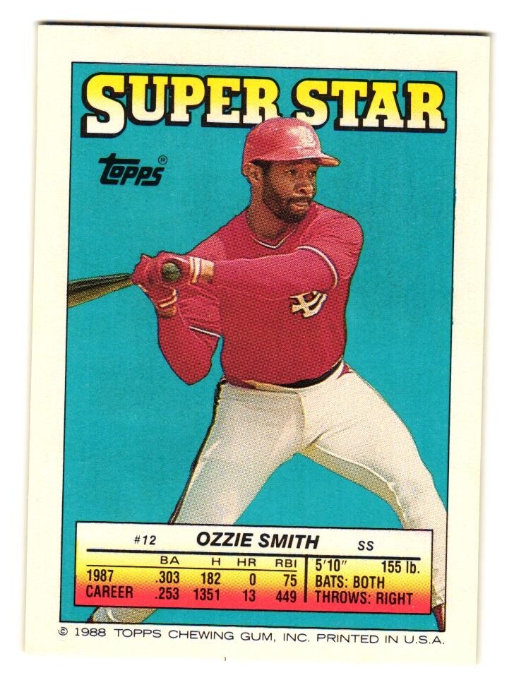 1988 Topps Stickers #12 Ozzie Smith Super Star Backs | eBay