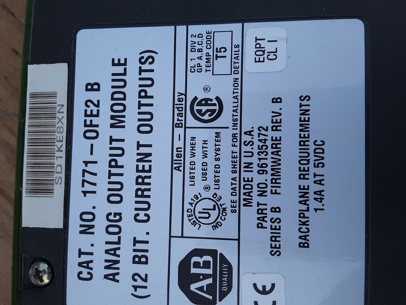 Allen Bradley 1771-0FE2 B Firmware B Series B +1771-WC | eBay