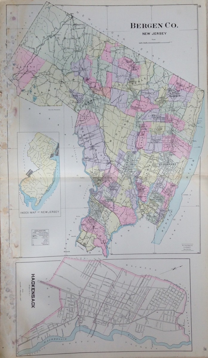 Atlas Map Of Bergen County 1913 GLEN ROCK BERGEN COUNTY NEW JERSEY
