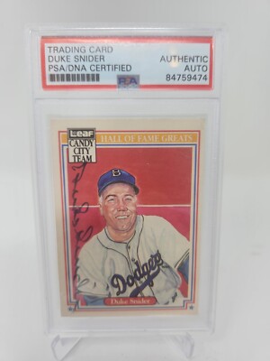 1987 Leaf Candy City Duke Snider Signed Card Dodgers PSA Slabbed COA ...