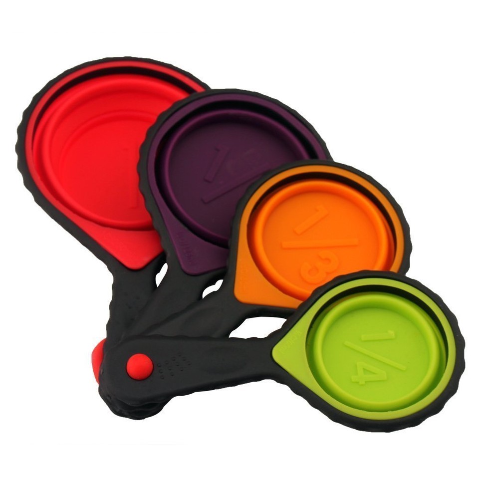 New Portable Set Of 8 4 Collapsible Silicone Measuring Cups & 4 ...