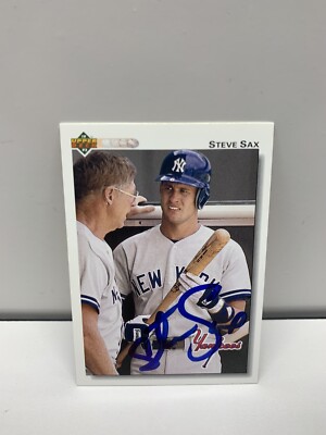Steve Sax Autographed Signed New York Yankees Baseball Card #358 Upper ...