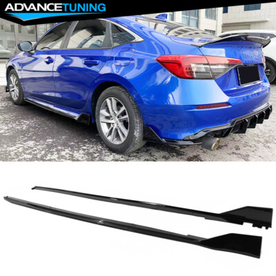 Fits 22-24 Honda Civic 11th Type R Gloss Black Side Skirt Extension ...