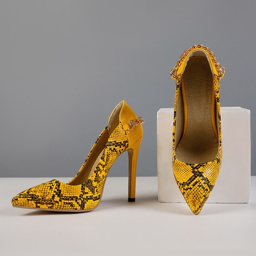 Women Snake Print High Heels Pointy Toe Sandal Sexy Stiletto Slip on ...
