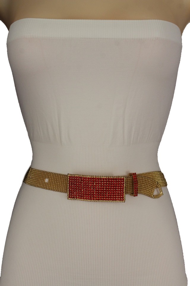 Women Dressy Classic Style Dark Rusty Gold Mesh Metal Skinny Fashion ...