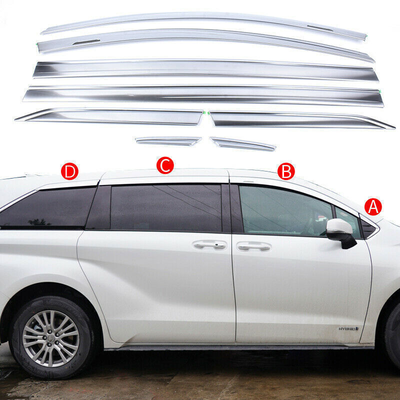 For Toyota Sienna 2021-24 ABS Chrome Window Visor Vent Shades Sun Rain Guard 8X | eBay
