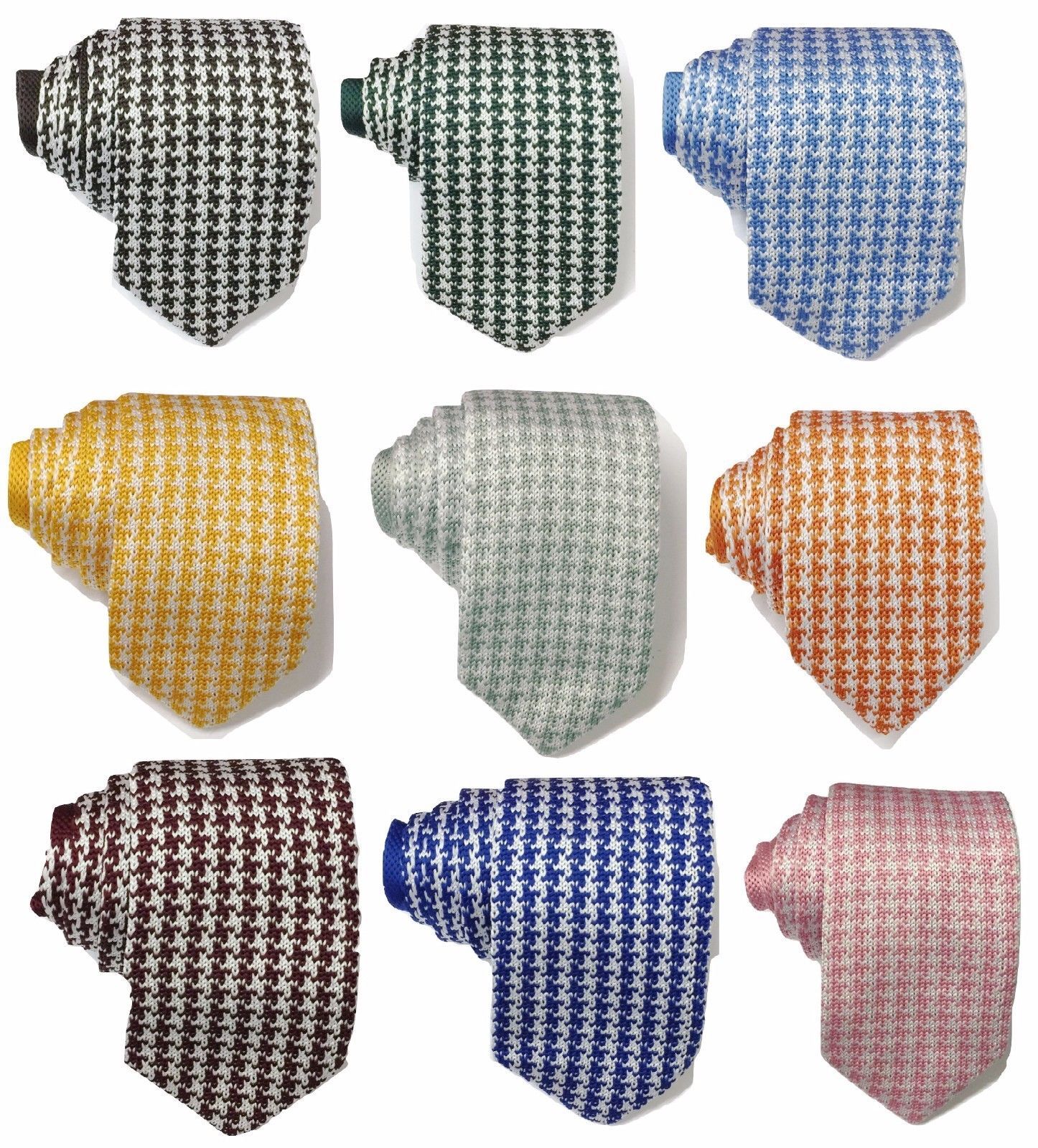 UK Premium Quality Knit Knitted Houndstooth Dogtooth Tie Necktie ...