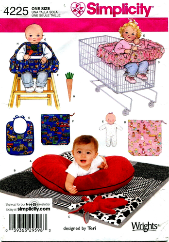 Simplicity 4225 Baby Accessories Quilt Doll Bunny Bib Sewing Pattern ...
