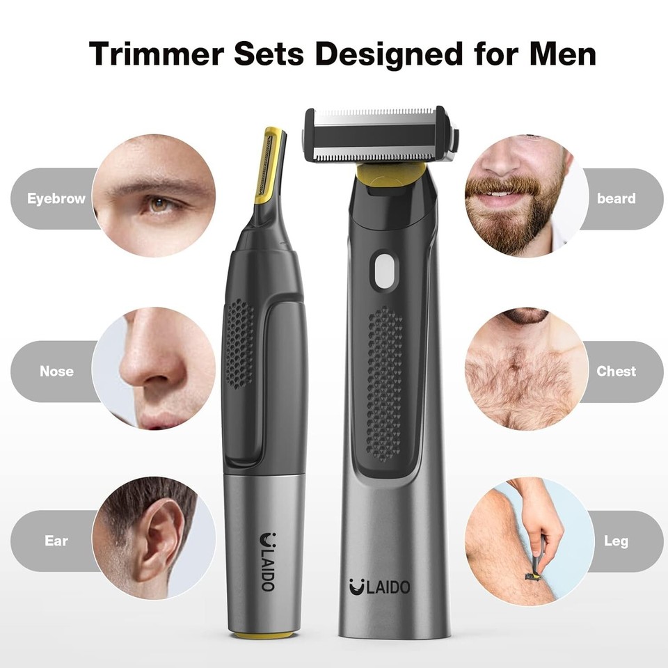 Men's Beard Trimmer Hair Clipper Waterproof Electric Body Shaver ...