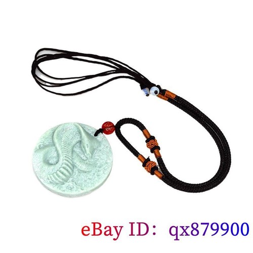 Jade Snake Pendant Necklace Amulets Natural Green Gemstone Cobras ...