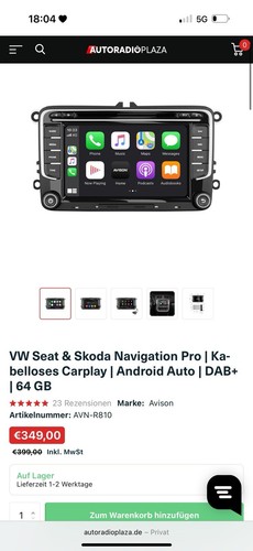 Avison Android Auto Radio CarPlay/Android Auto VW Golf 5/6 - Passat etc ...