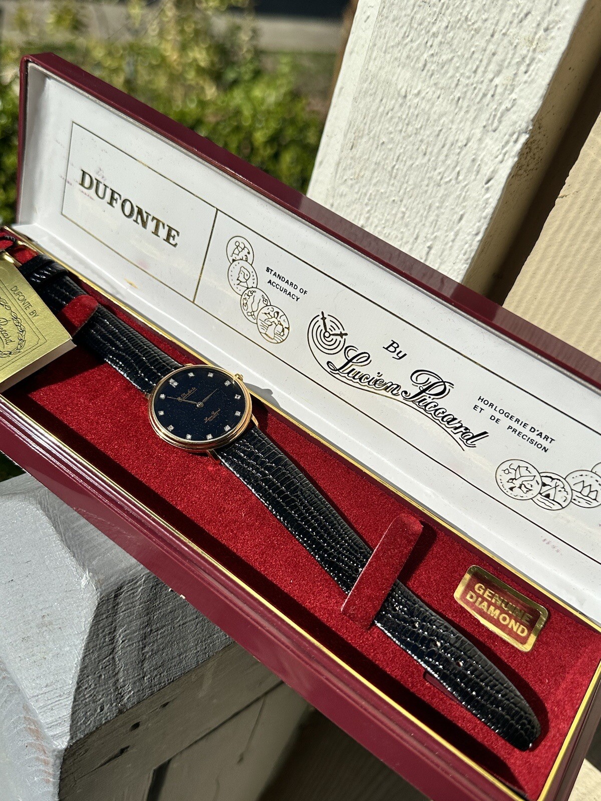 RARE Vintage Dufonte Lucien Piccard Mens Watch Diamond Dial NOS ...