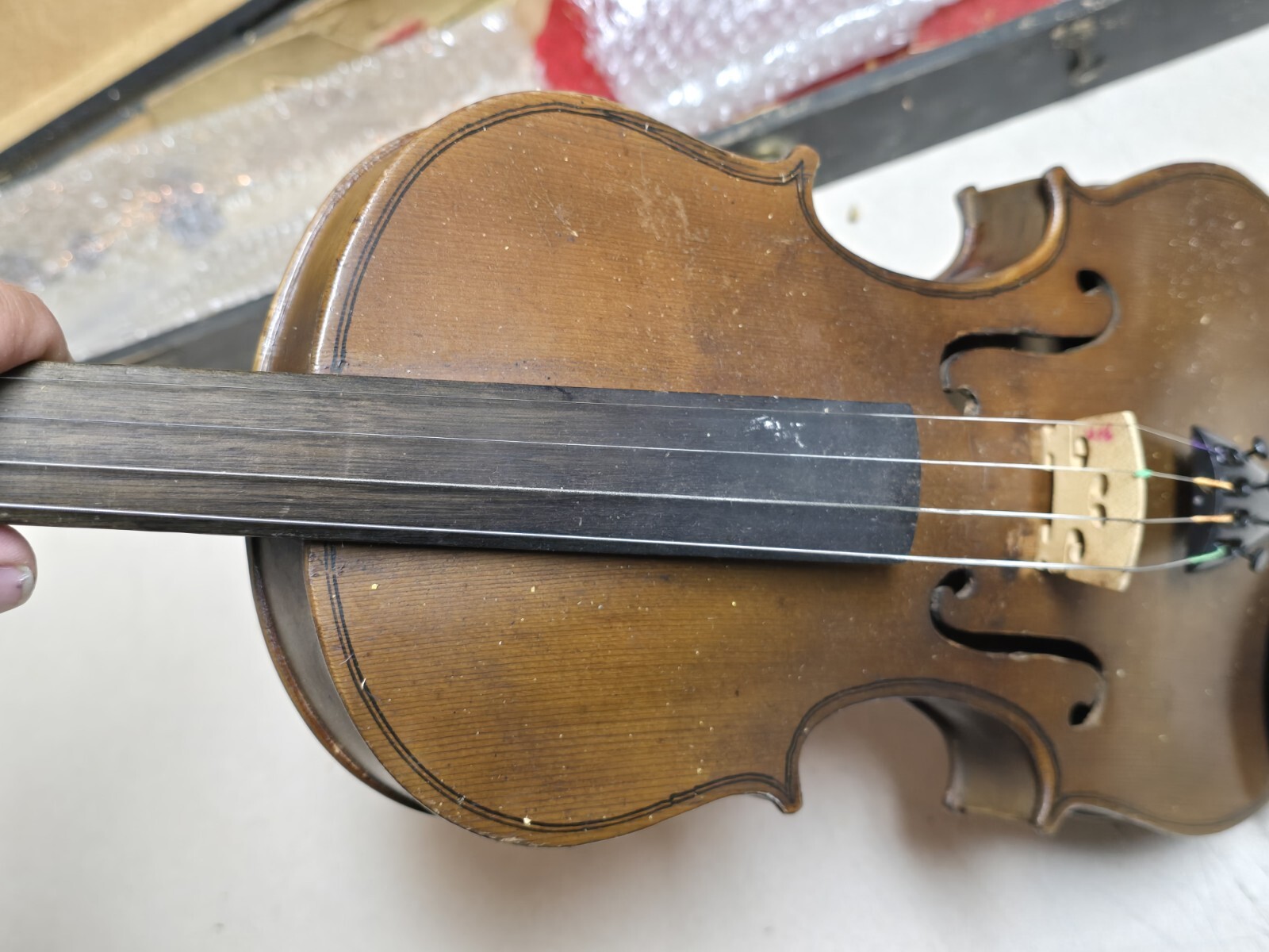 Vintage 1930's * HAND-MADE COPY * AMATI VIOLIN *In Coffin Style Wood ...