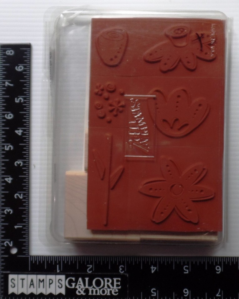 Stampin' Up! Rubber Stamps 2001 FUNKY FLOWERS TULIP DAFFODIL DAISY ROSE ...