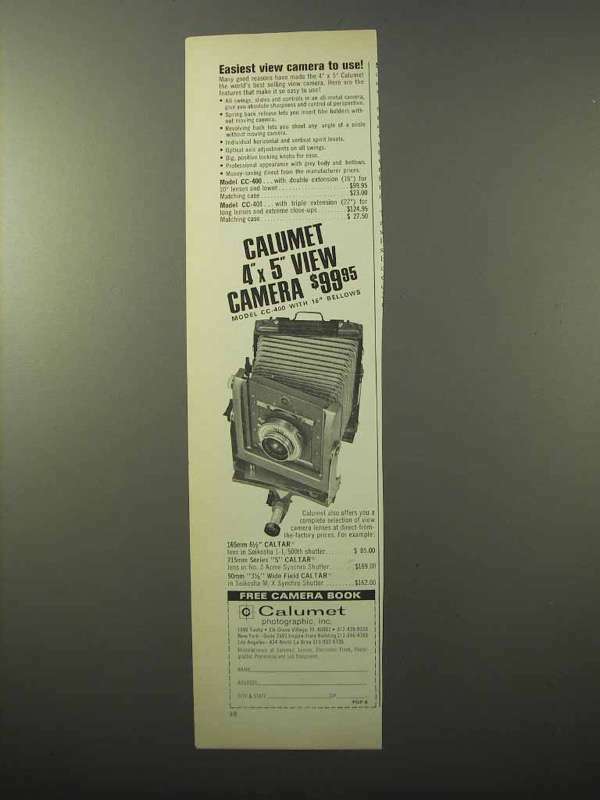 1971 Calumet 4x5 View Camera Ad - Easiest To Use | eBay