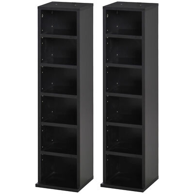 HOMCOM Set of 2 CD Storage Units with Adjustable Shelves Black | eBay