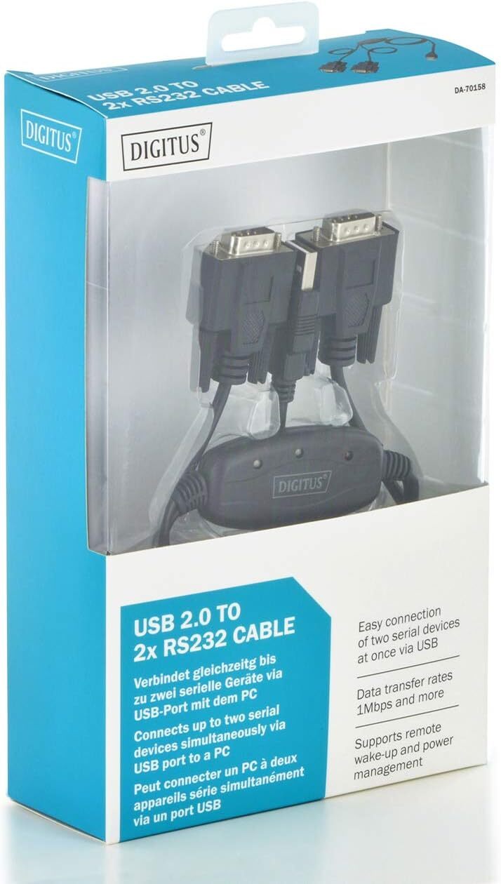 DIGITUS USB to 2x serial adapter - RS232 converter - USB 2.0 Type-A (US ...