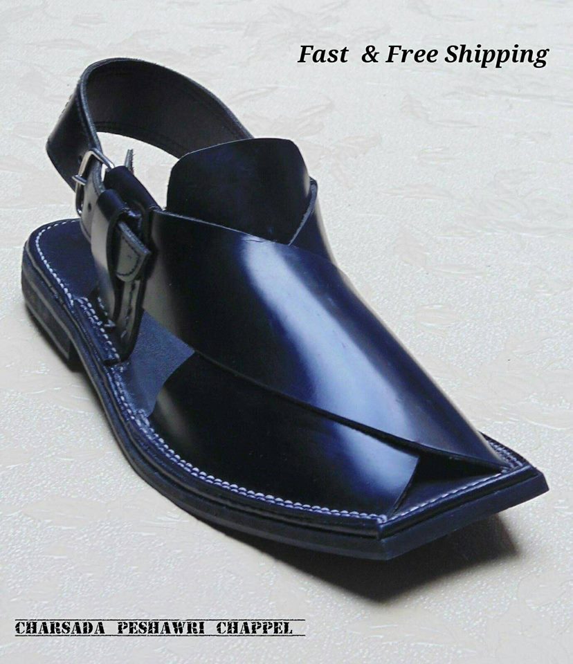 US 7, 8,9,10,11 MEN'S HANDMADE BLACK CHARSADA LEATHER PESHAWARI CHAPPEL ...