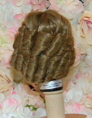 VINTAGE Dollspart Dynel LONG CURL bangs dark Blonde size 7 DOLL WIG ...