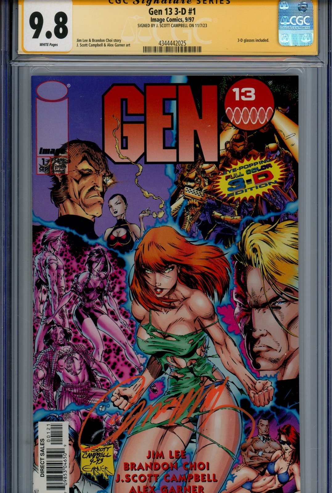 Gen 13 #1 3-D [nn] CGC 9.8 (NM/M) Image (1997) Signed x1 Cover J. Scot ...