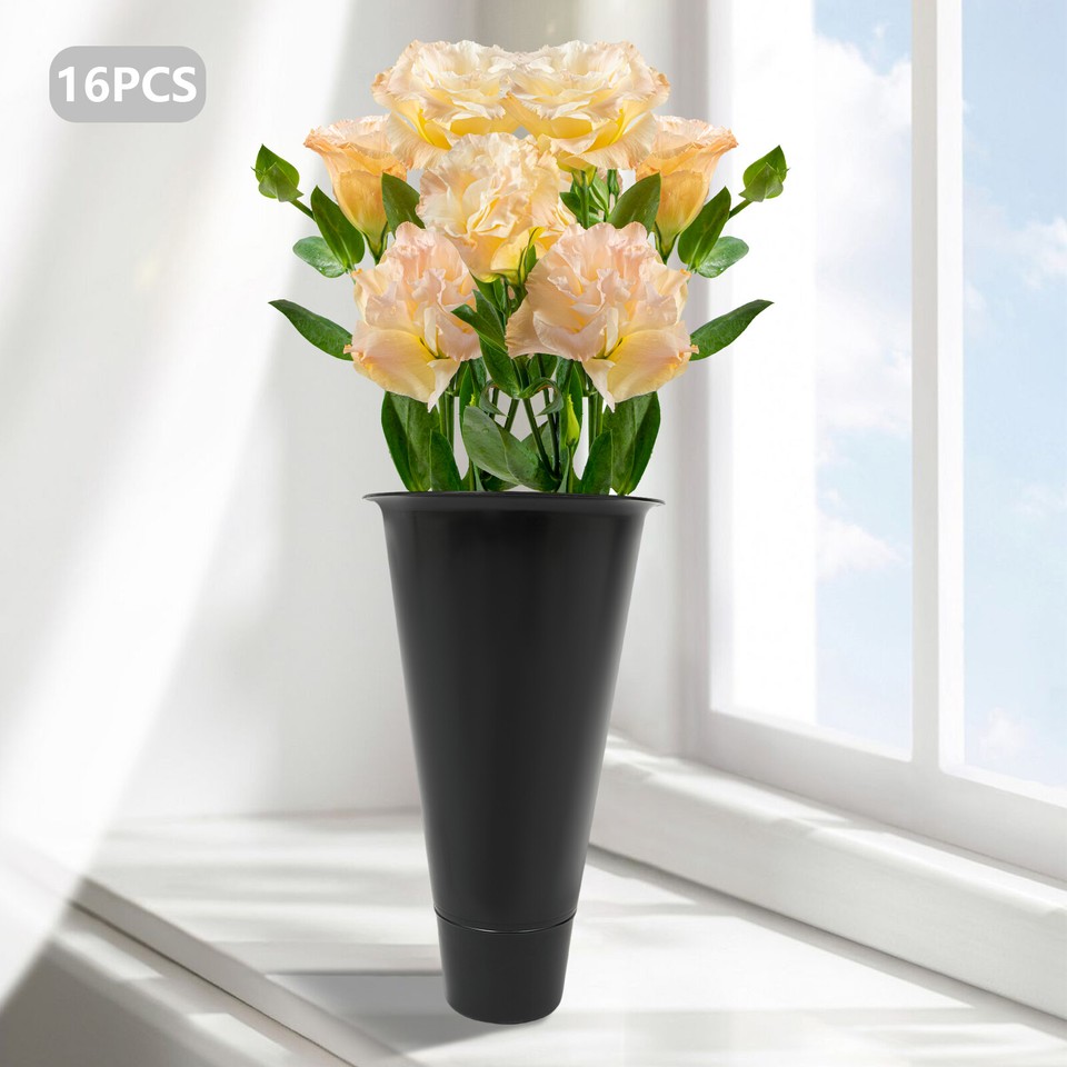 16 Pcs Flower Bucket Black Plastic Flower Buckets Wedding Flower ...