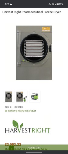 Harvest Right Small Pharmaceutical Freeze Dryer 854877008238| eBay