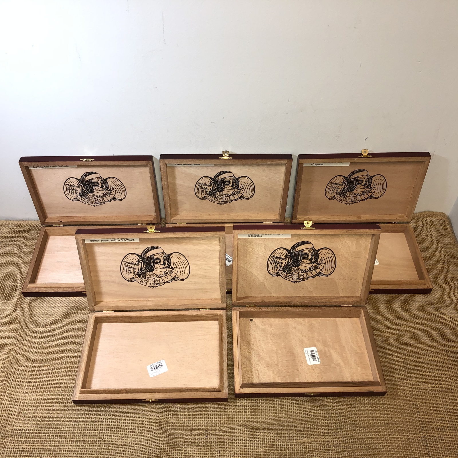 Lot of 5 Fat Bottom Betty Robusto Empty Wooden Cigar Boxes 9.5x6.25x1 ...