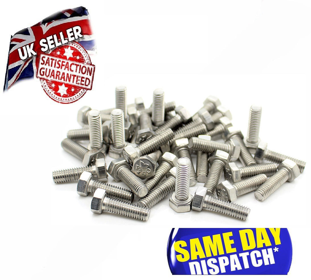 M4 4mm HEX BOLTS, A2 Stainless Steel Hexagon Head Fully Threaded Set ...