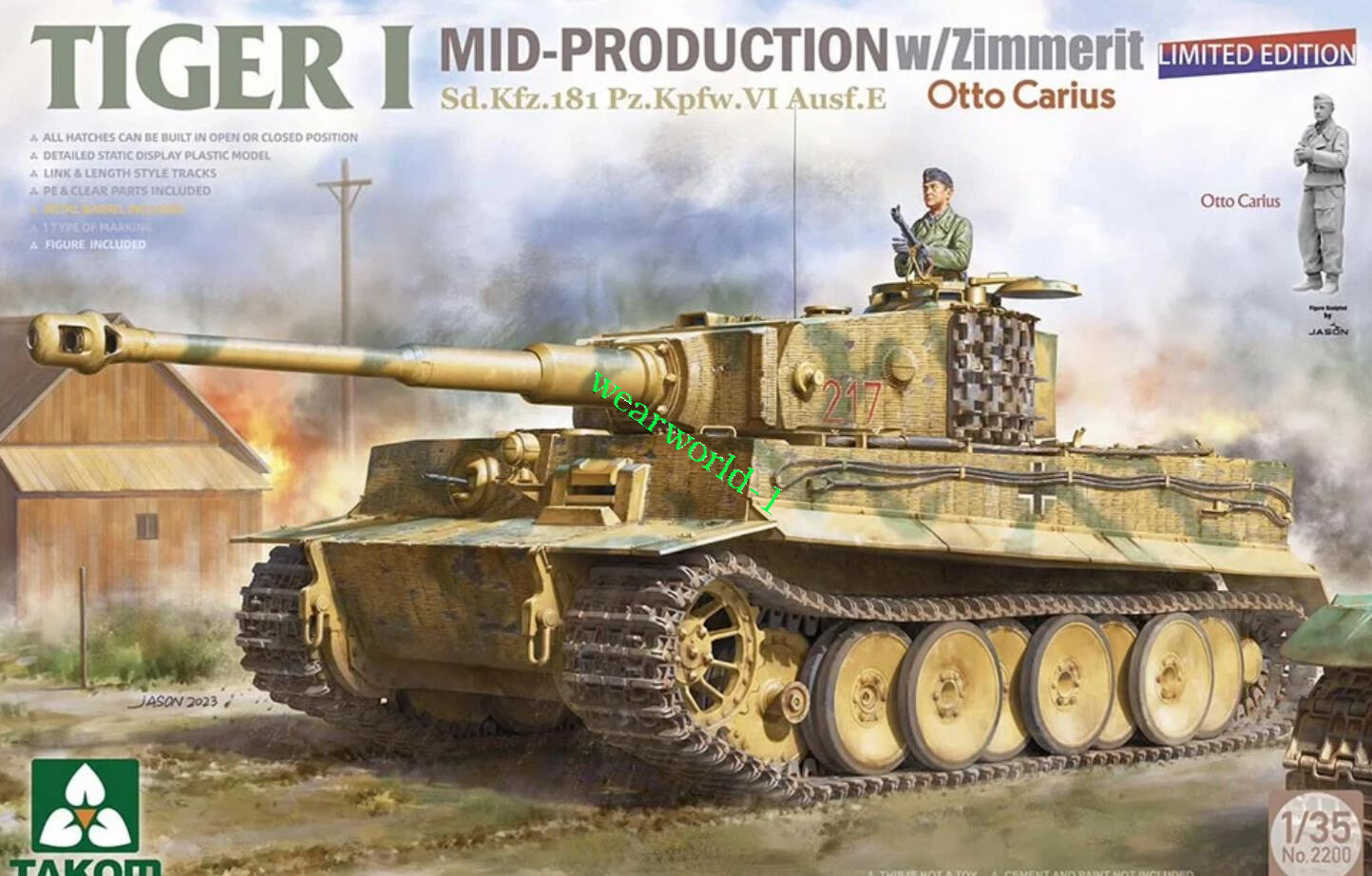 TAKOM 2200 1/35 Tiger I Mid Production w/Zimmerit `Otto Carius` Plastic model | eBay