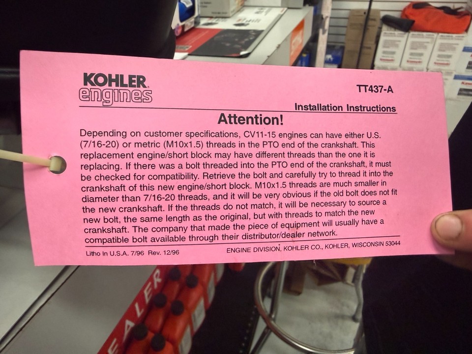 Kohler Command 15 HP CV15T Crate Engine Spec #41582 Vertical Shaft OHV ...