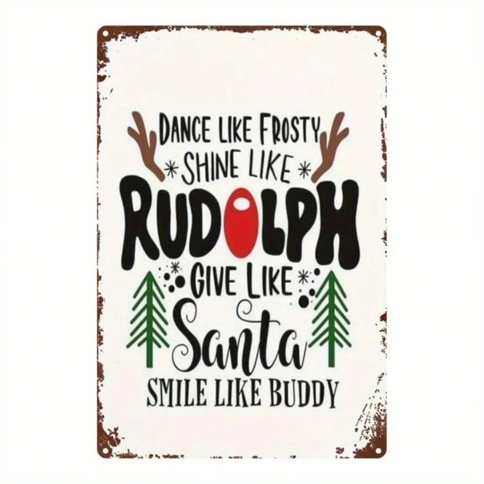 Vintage Rudolph Wall Tin Metal Signs Home Décor 8x12 Inch Heavy-Duty ...
