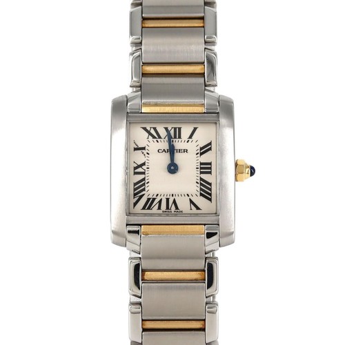 Autentico Cartier Tank Francaise SM oro e acciaio W51007Q4 SSxYG quarzo ...