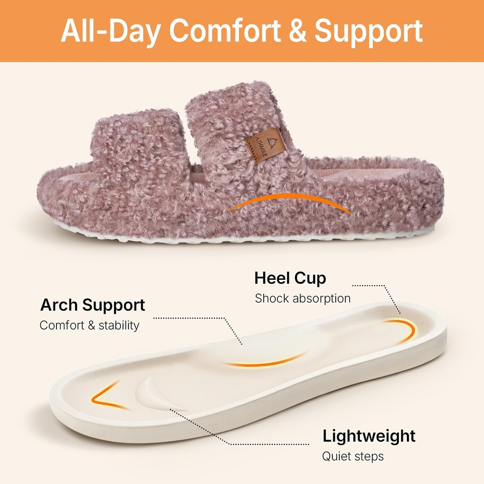 House Slippers for Women with Platform Memory Foam Arch Support Open ...