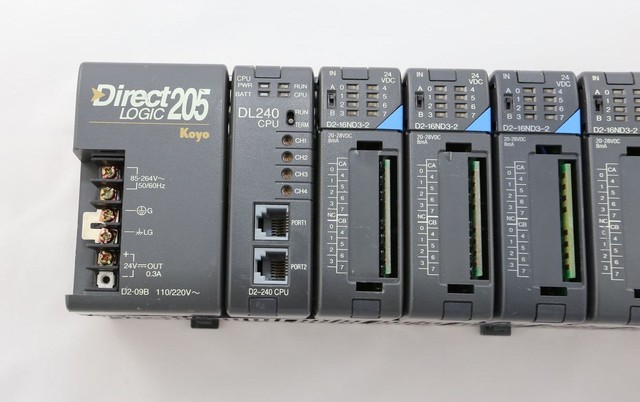 Koyo Direct Logic 205 PLC W/ Dl260 CPU H2ecomm 100 Ethernet Module for ...